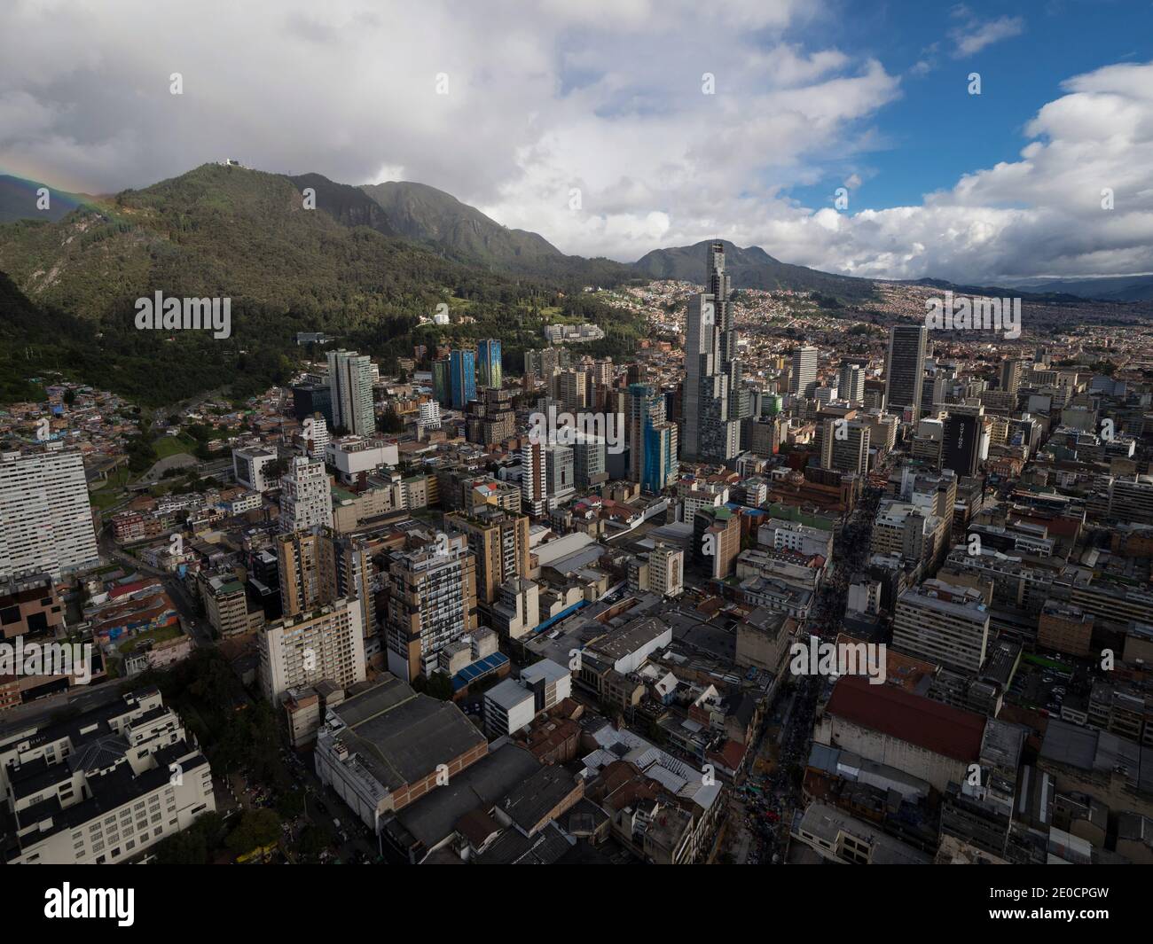 Panoramic view of Bogota downtown city center from viewing platform ...