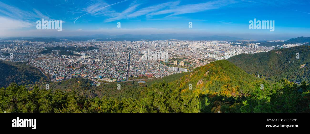 Aerial view of Daegu from Apsan mountain, Republic of Korea Stock Photo ...