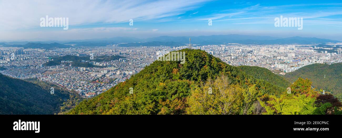 Aerial view of Daegu from Apsan mountain, Republic of Korea Stock Photo ...