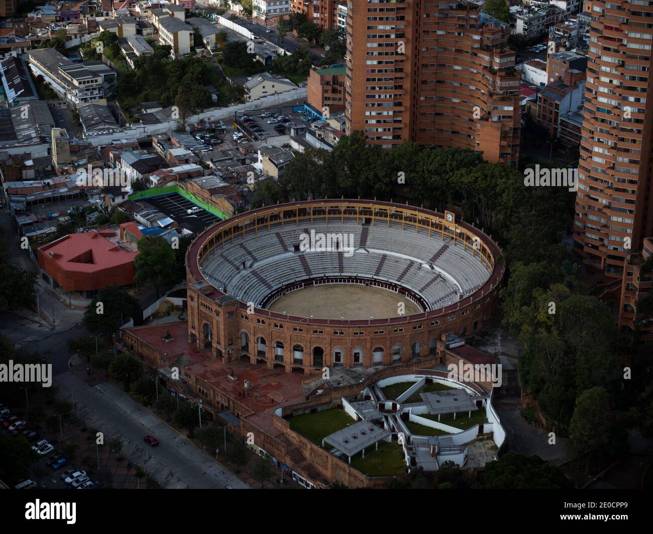 Bullring Plaza de Toros Santamaria seen from observation deck viewing ...