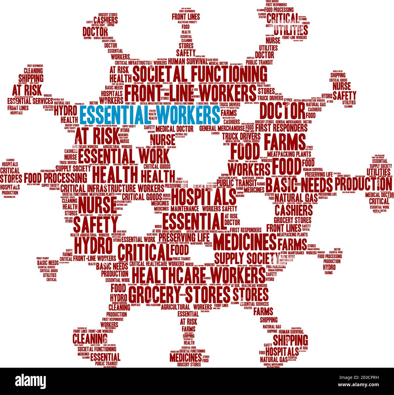 Essential Workers word cloud on a white background Stock Vector Image ...