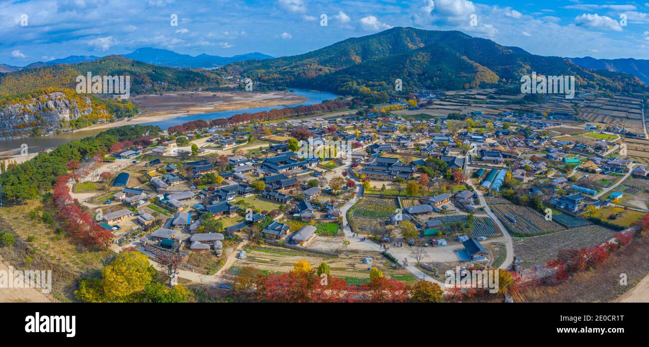 Aerial view of Hahoe Folk Village in Republic of Korea Stock Photo - Alamy