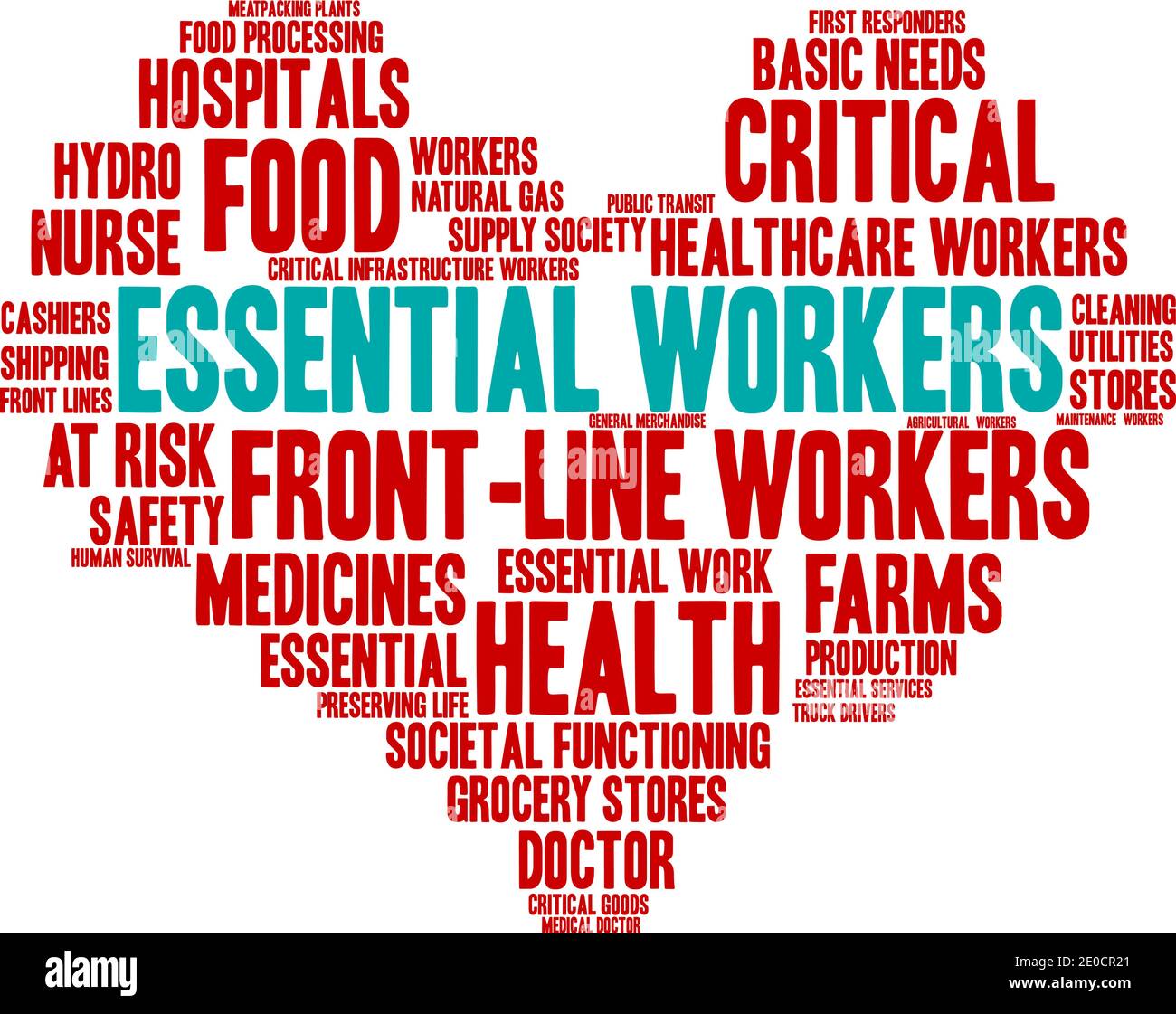 Essential Workers word cloud on a white background Stock Vector Image ...