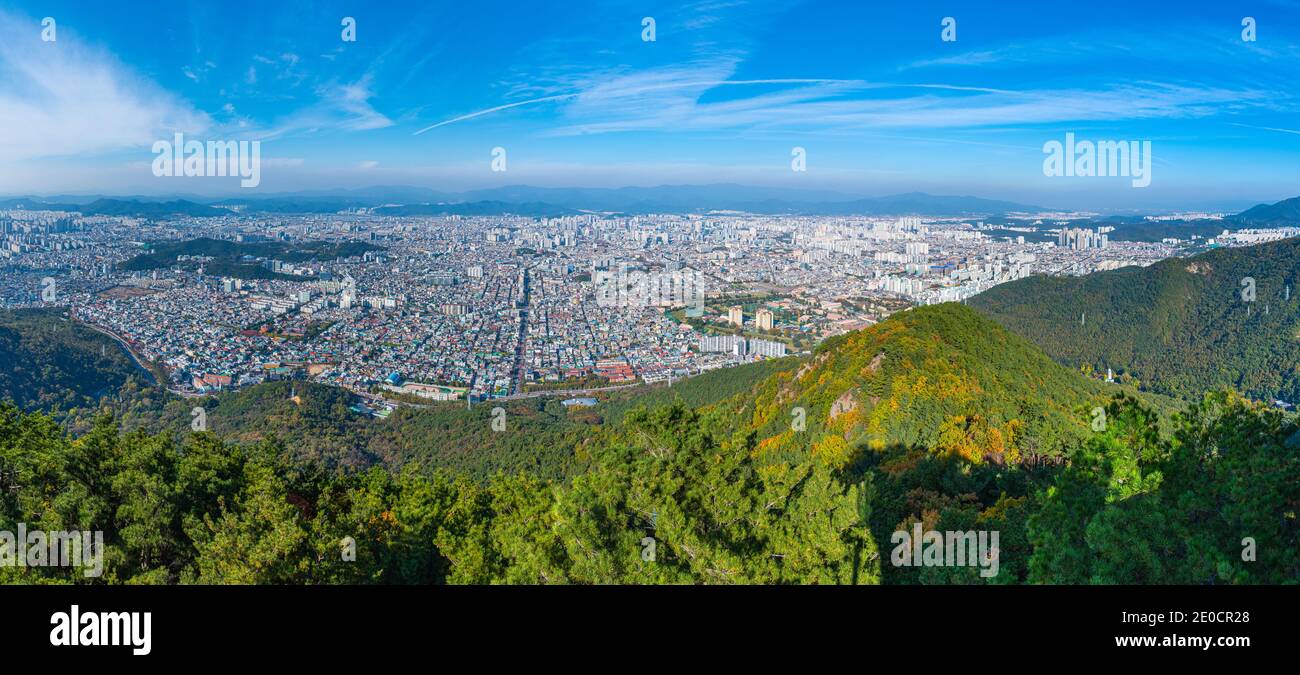 Aerial view of Daegu from Apsan mountain, Republic of Korea Stock Photo ...
