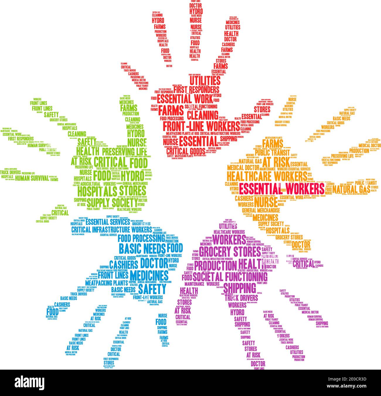 Essential Workers word cloud on a white background Stock Vector Image ...