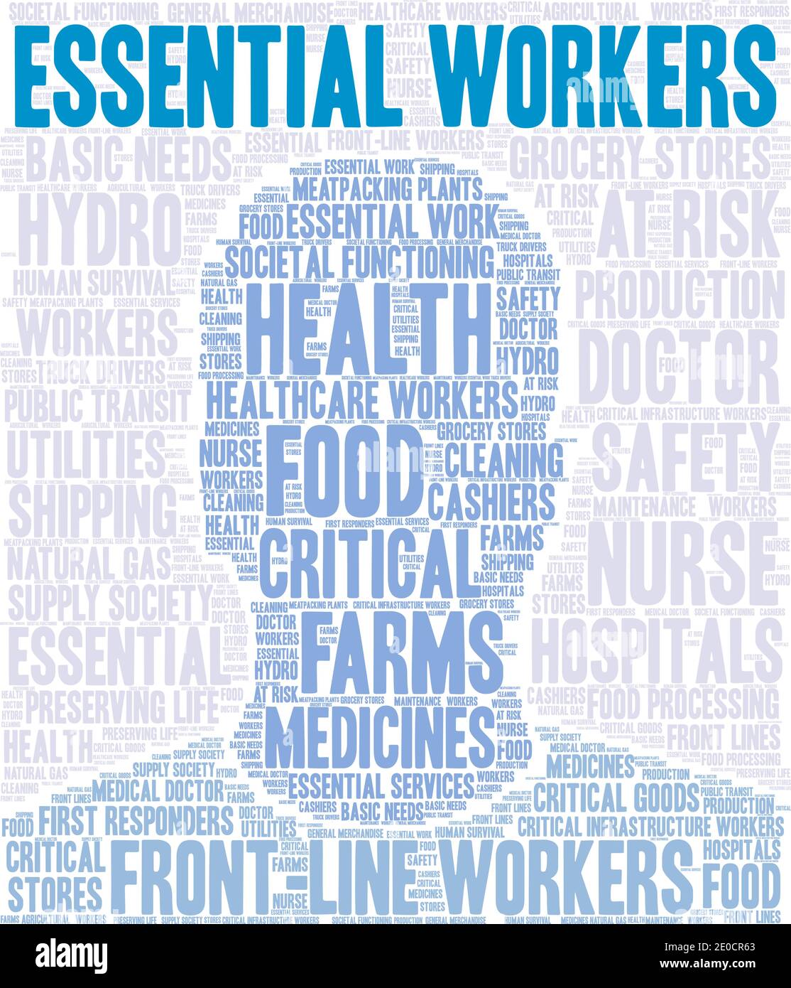 Essential Workers word cloud on a white background Stock Vector Image ...