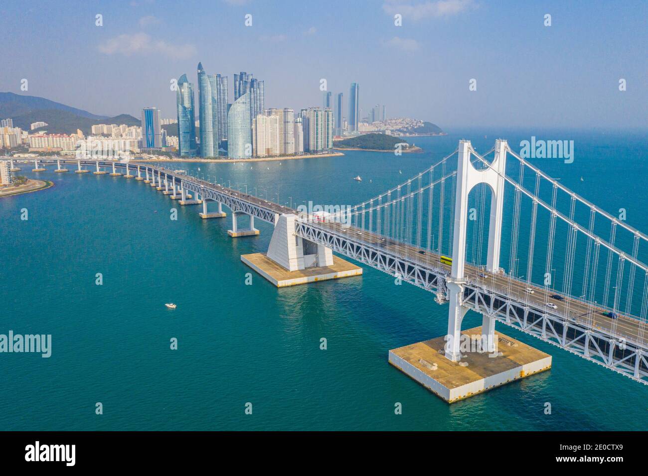 Aerial view of Gwangan bridge in Busan, Republic of Korea Stock Photo ...
