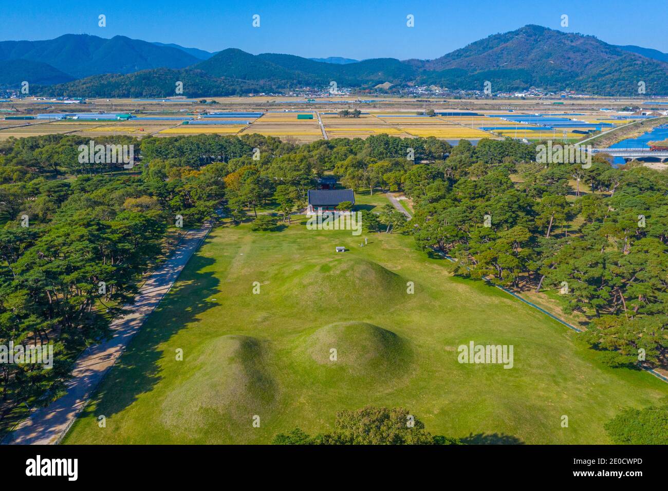 Aerial view of Oreung royal tombs at Gyeongju, Republic of Korea Stock ...