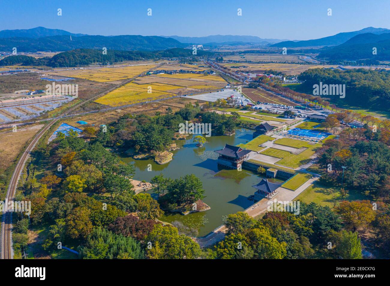 Aerial view of Anapji pond in Gyeongju, Republic of Korea Stock Photo ...