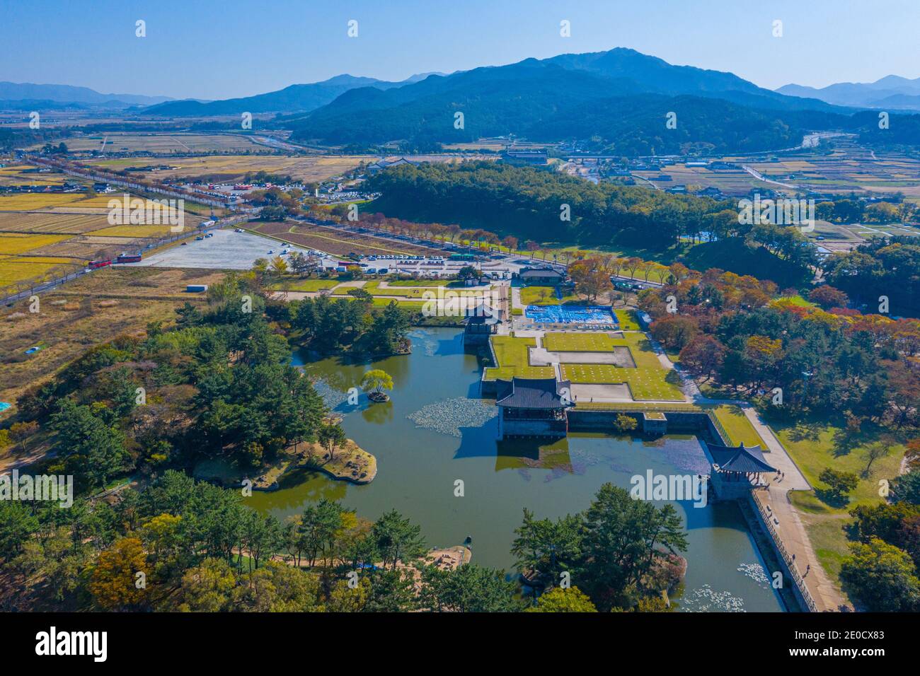 Aerial view of Anapji pond in Gyeongju, Republic of Korea Stock Photo ...