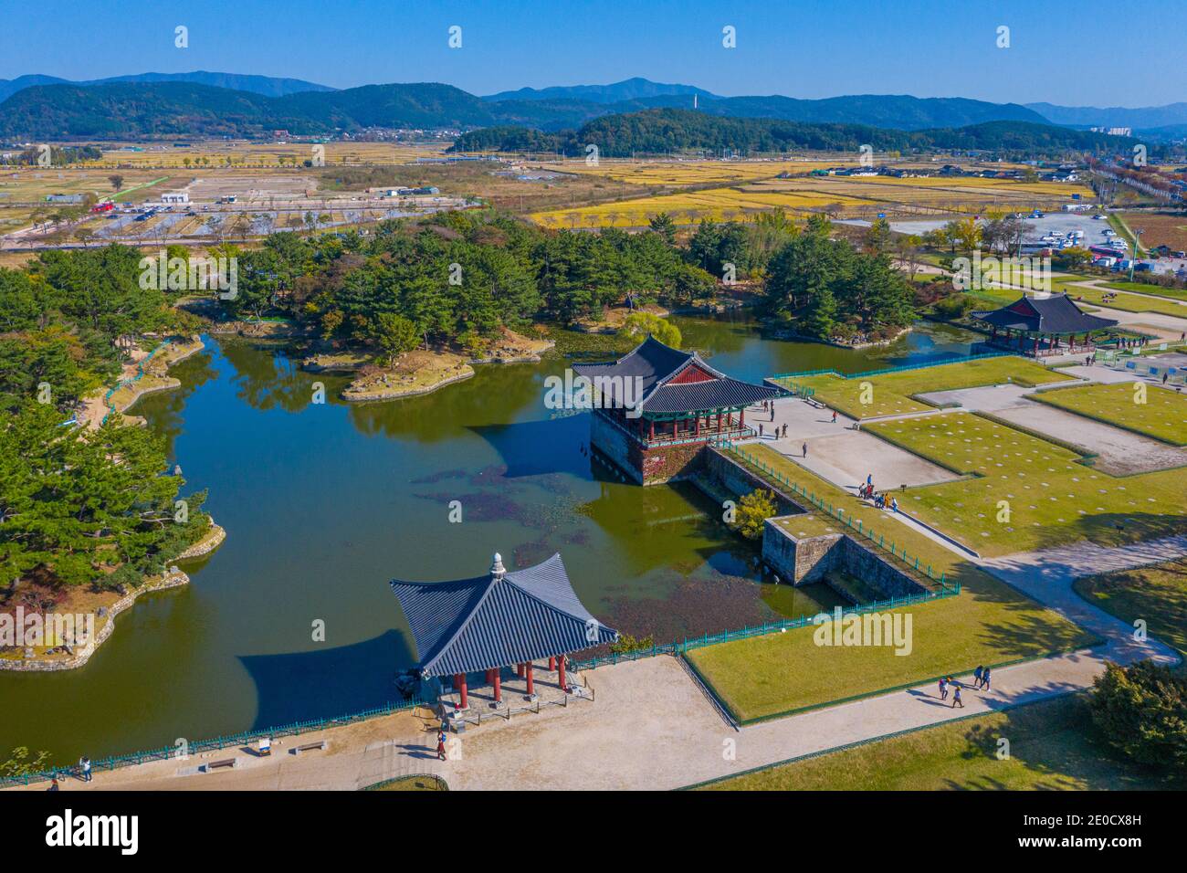 Aerial view of Anapji pond in Gyeongju, Republic of Korea Stock Photo ...