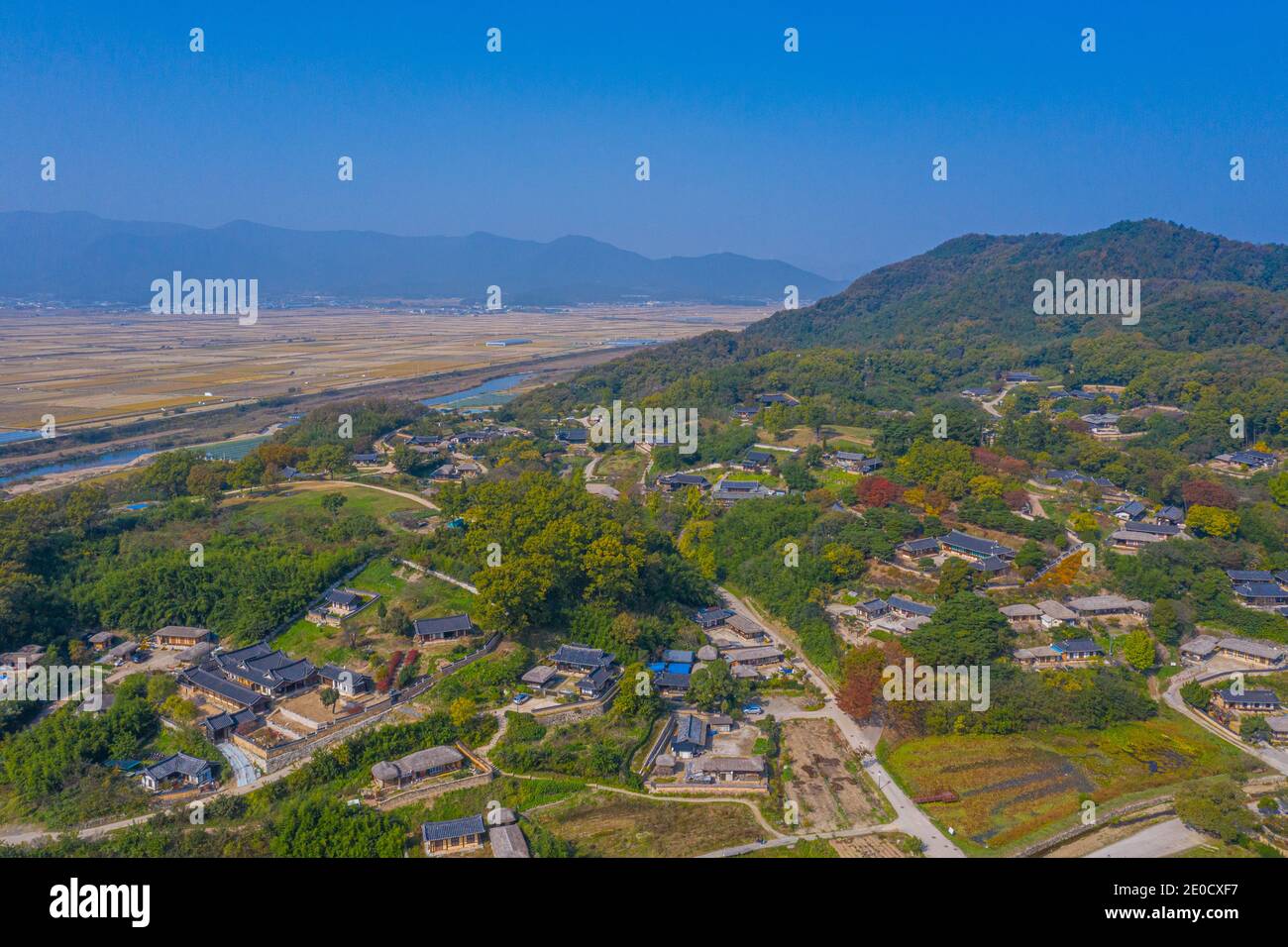 Aerial view of Yangdong Folk Village in Republic of Korea Stock Photo ...