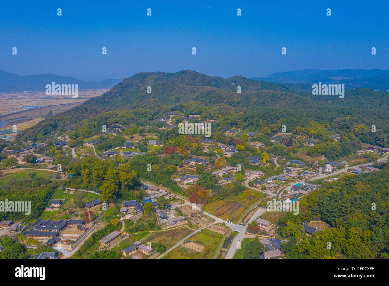 Aerial view of Yangdong Folk Village in Republic of Korea Stock Photo ...