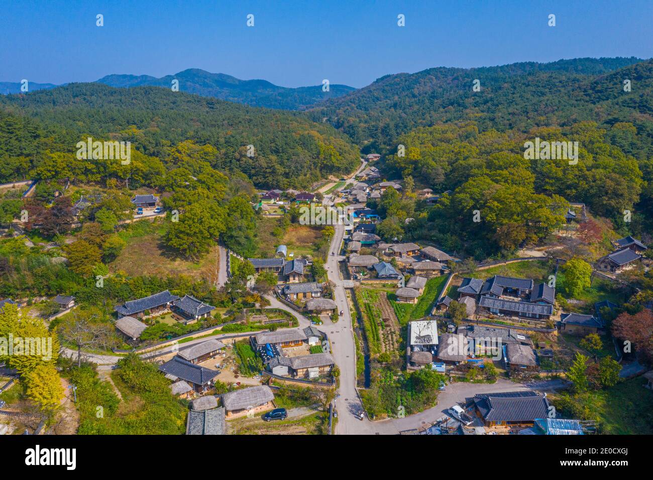 Aerial view of Yangdong Folk Village in Republic of Korea Stock Photo ...