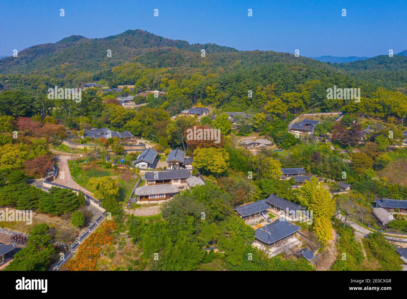 Aerial view of Yangdong Folk Village in Republic of Korea Stock Photo ...