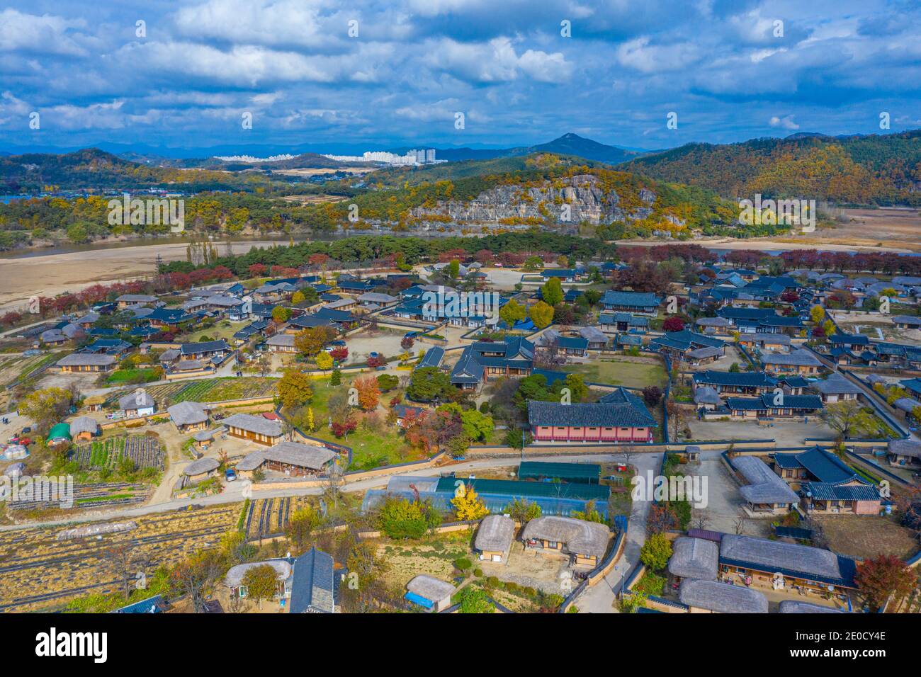 Aerial view of Hahoe Folk Village in Republic of Korea Stock Photo - Alamy