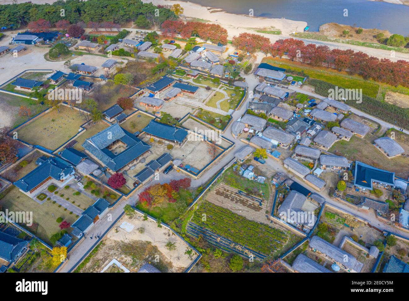 Aerial view of Hahoe Folk Village in Republic of Korea Stock Photo - Alamy