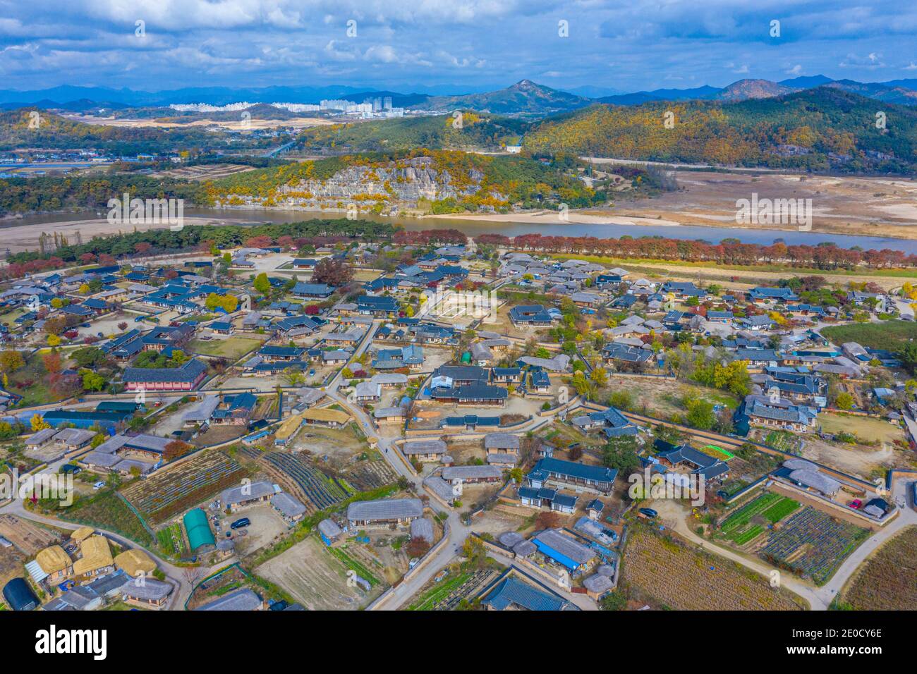 Aerial view of Hahoe Folk Village in Republic of Korea Stock Photo - Alamy