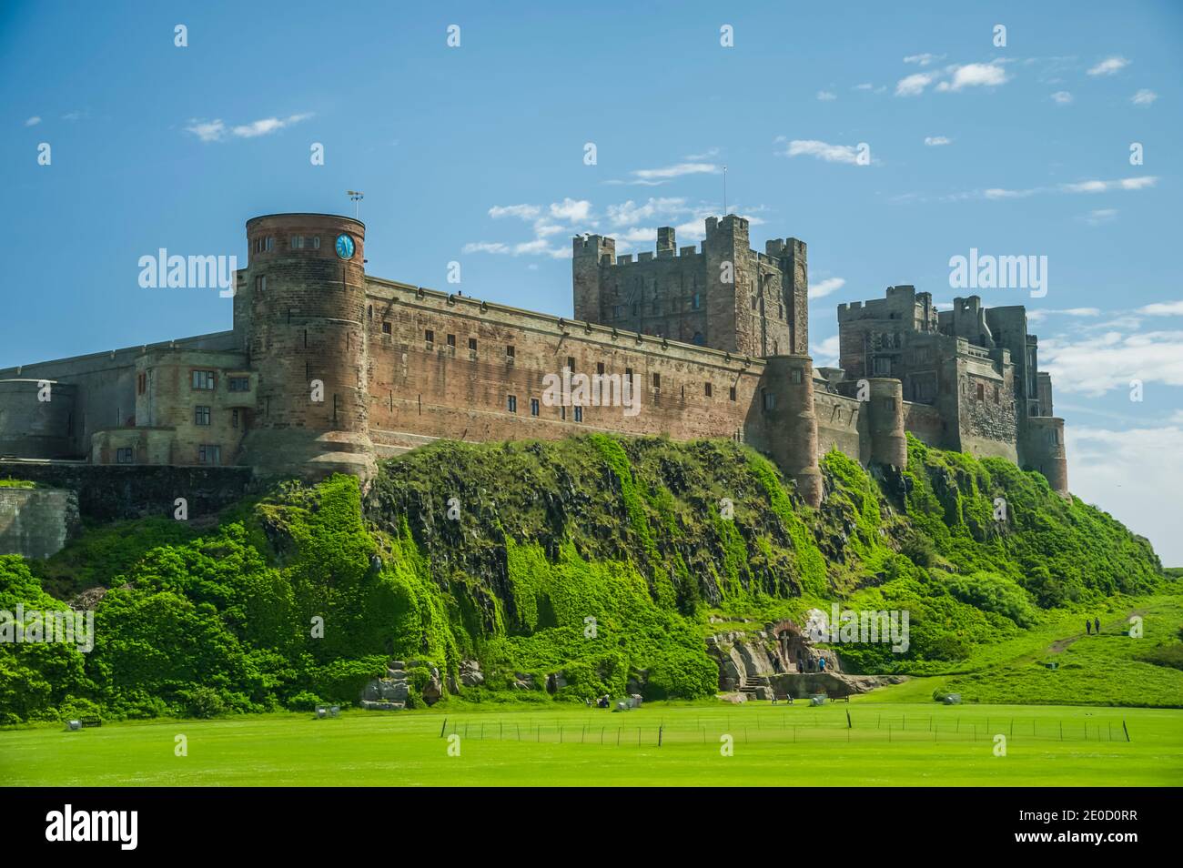 Northumberland. This is the fortified ramparts and moat of Bambrugh ...