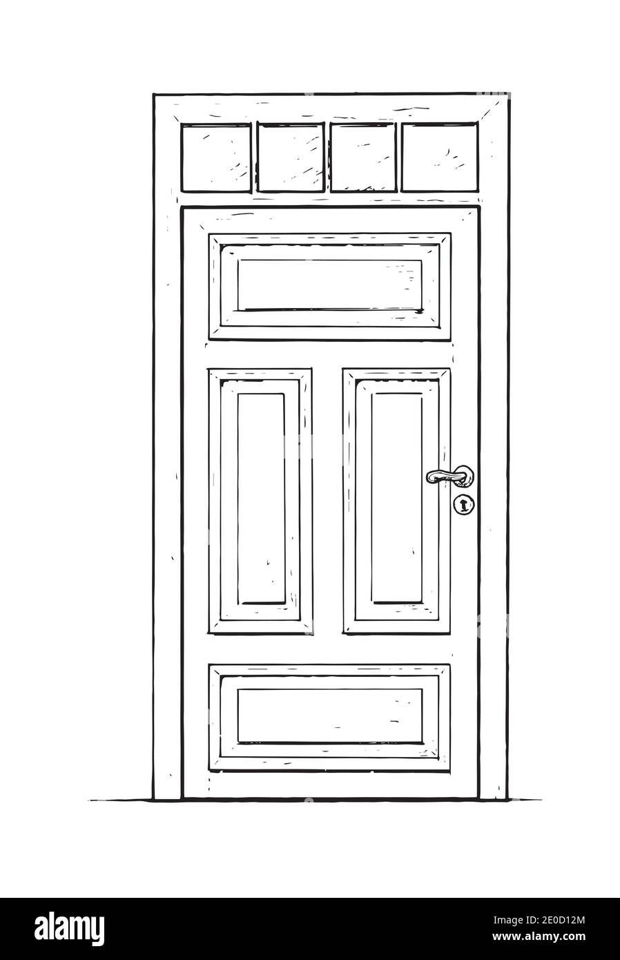 Drawing of classic door isolated - pen sketch Stock Vector Image & Art ...