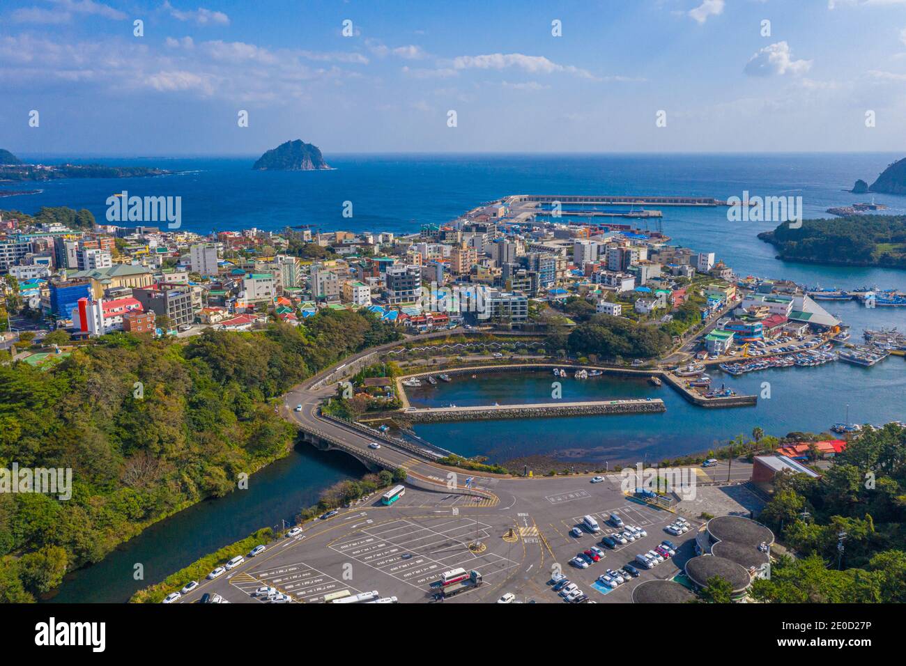 Aerial view of port of Seogwipo at Jeju island, Repubic of Korea Stock ...