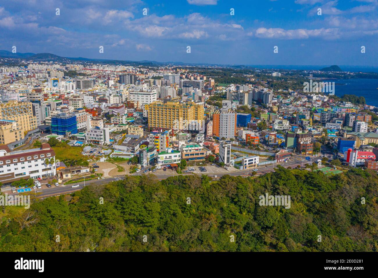 Aerial view of Seogwipo town at Jeju island, Repubic of Korea Stock ...