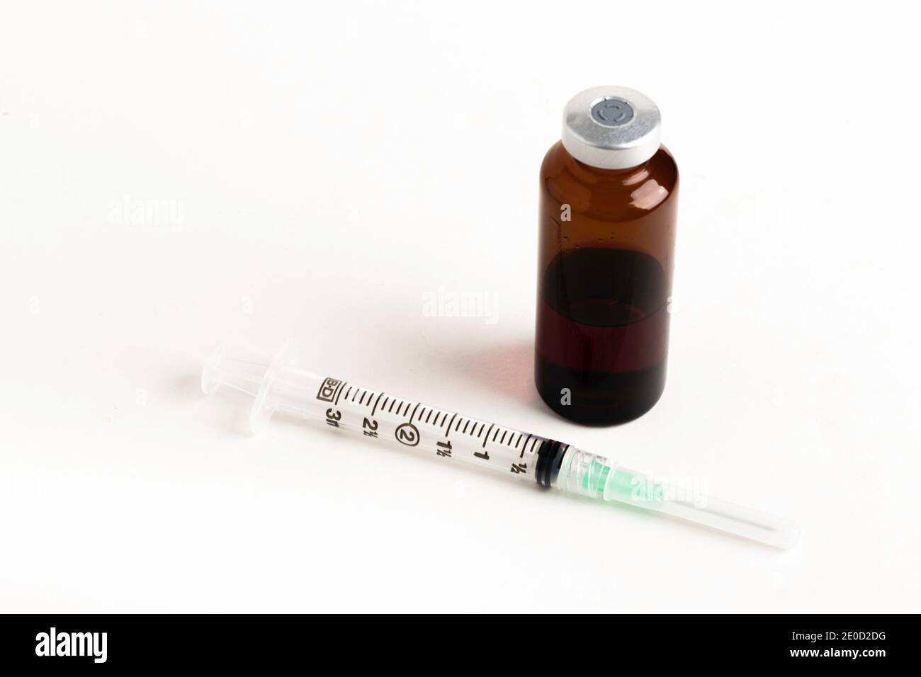 A close-up shot of a hygienic single-use plastic disposable medicine ...