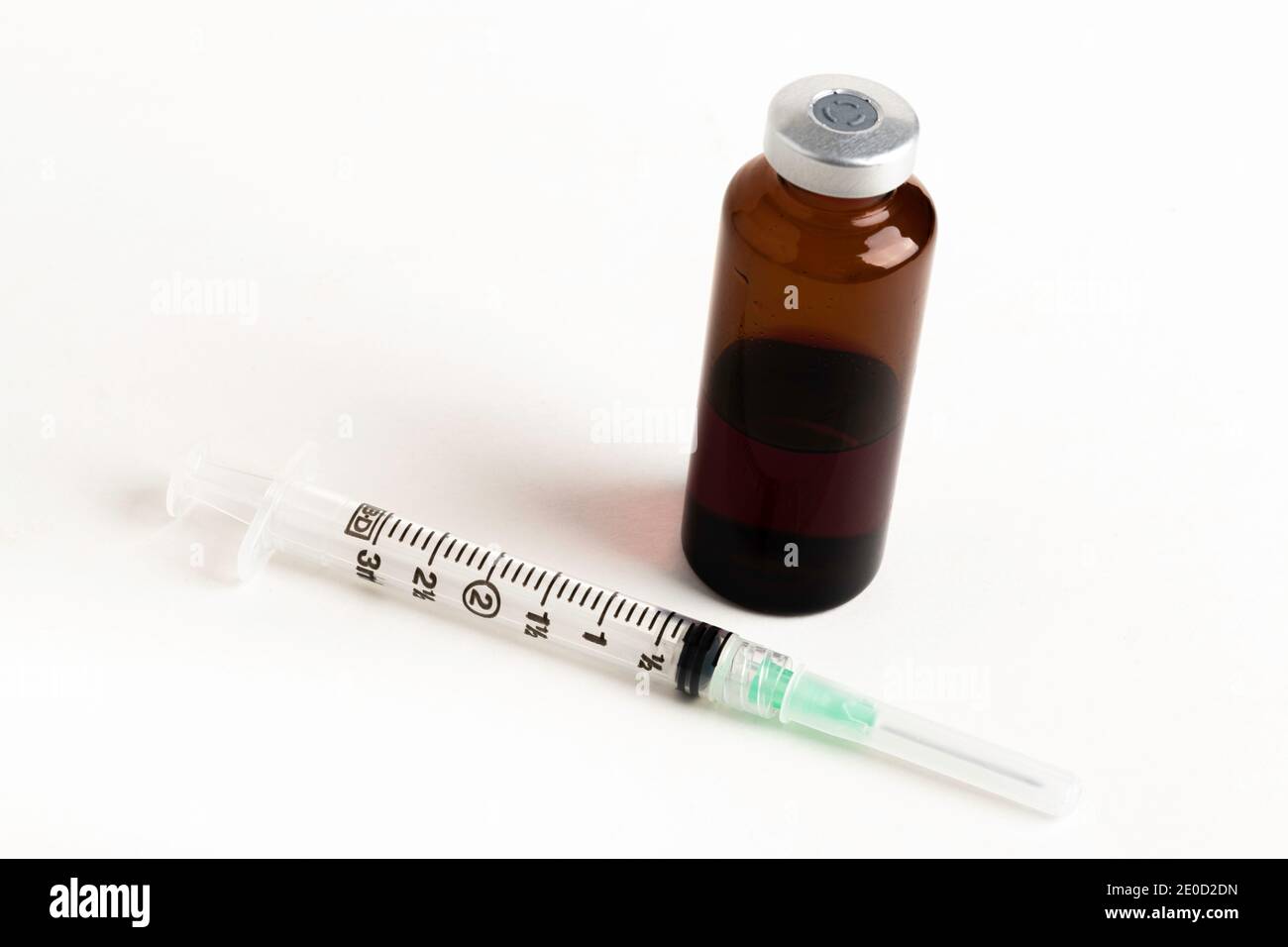 A close-up shot of a hygienic single-use plastic disposable medicine ...