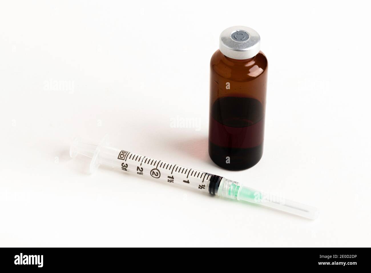 A close-up shot of a hygienic single-use plastic disposable medicine ...
