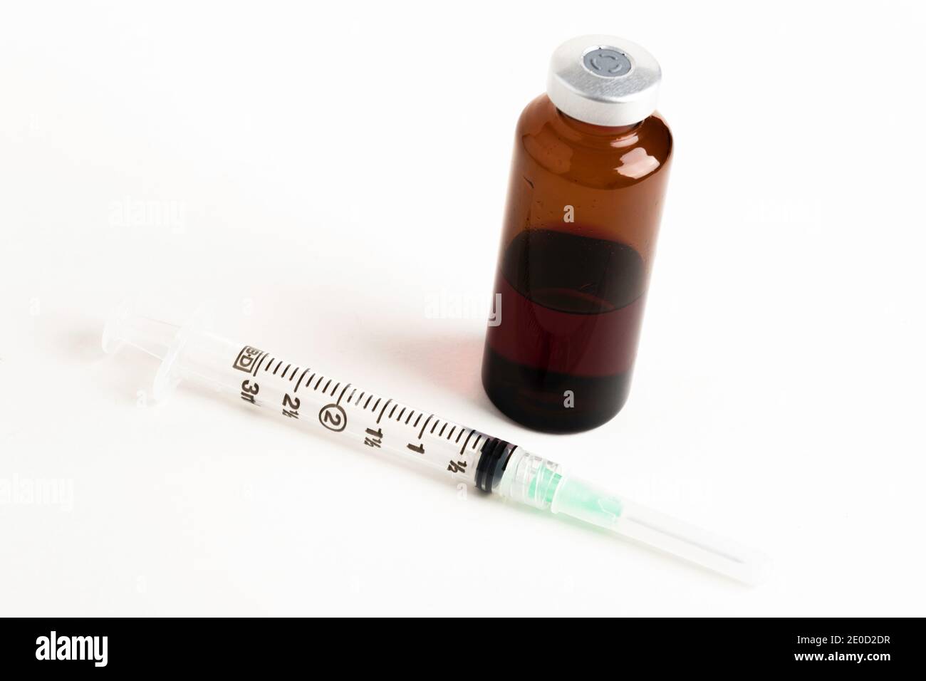 A close-up shot of a hygienic single-use plastic disposable medicine ...