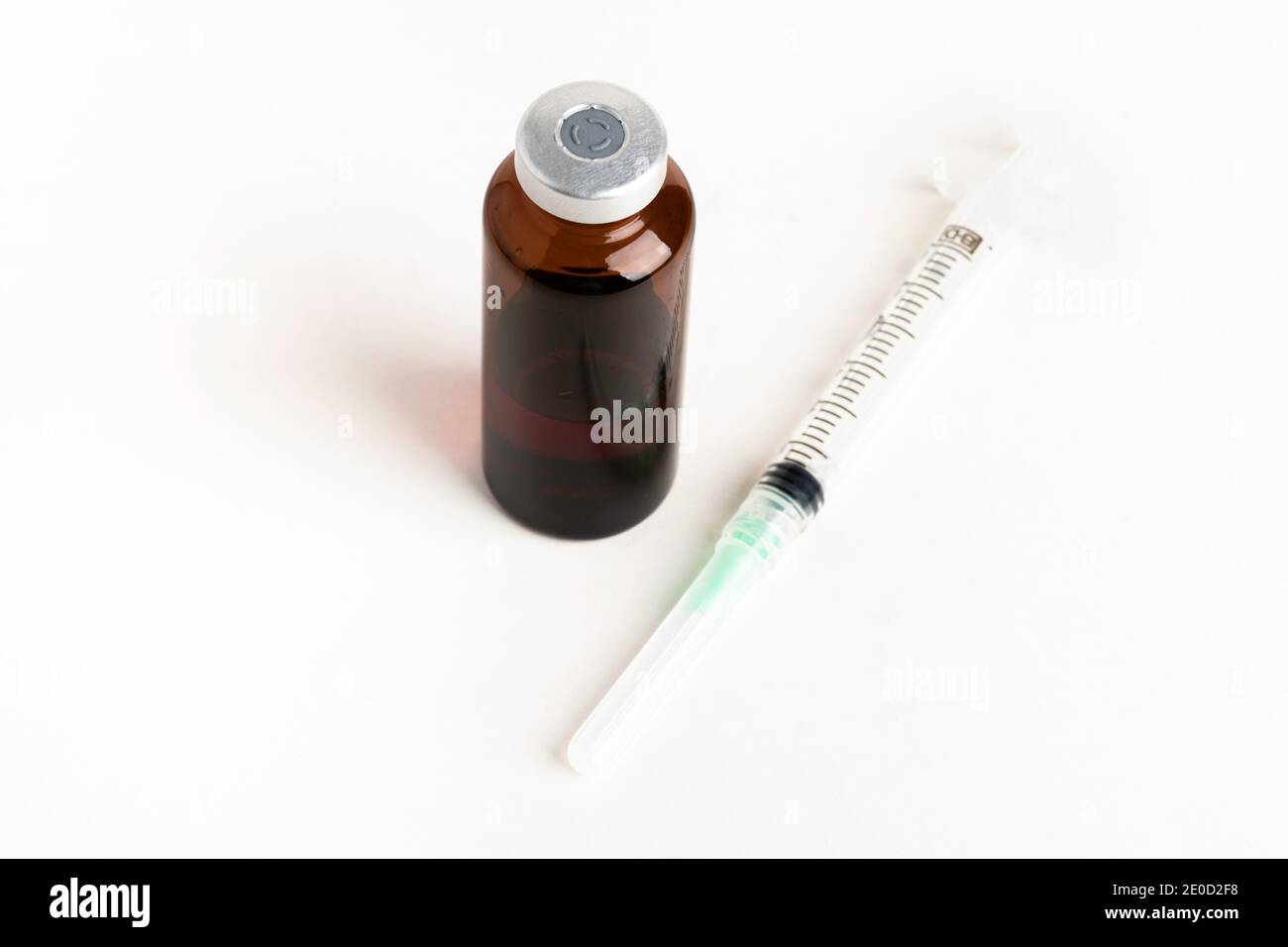 A close-up shot of a hygienic single-use plastic disposable medicine ...