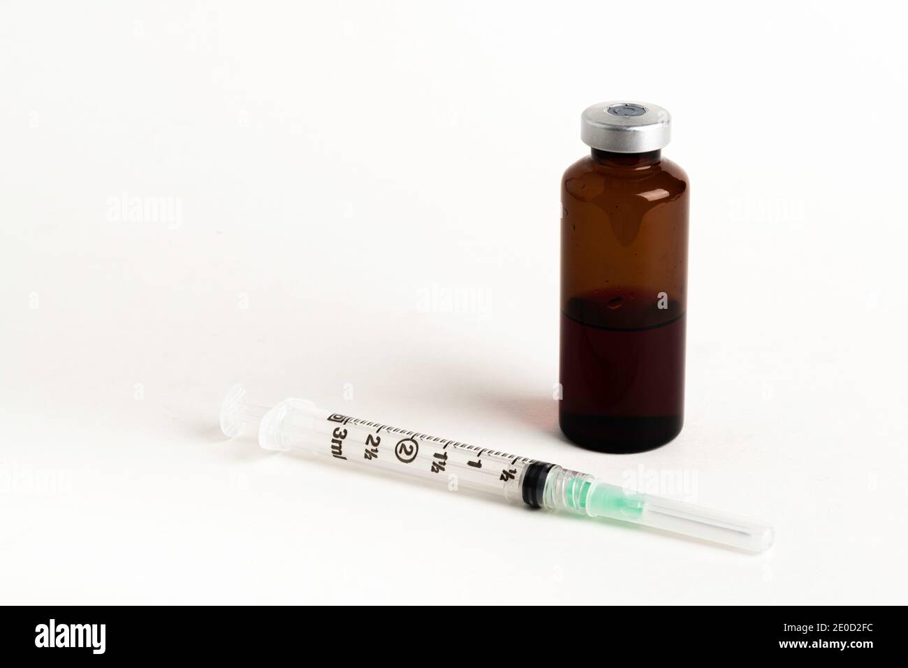 A close-up shot of a hygienic single-use plastic disposable medicine ...