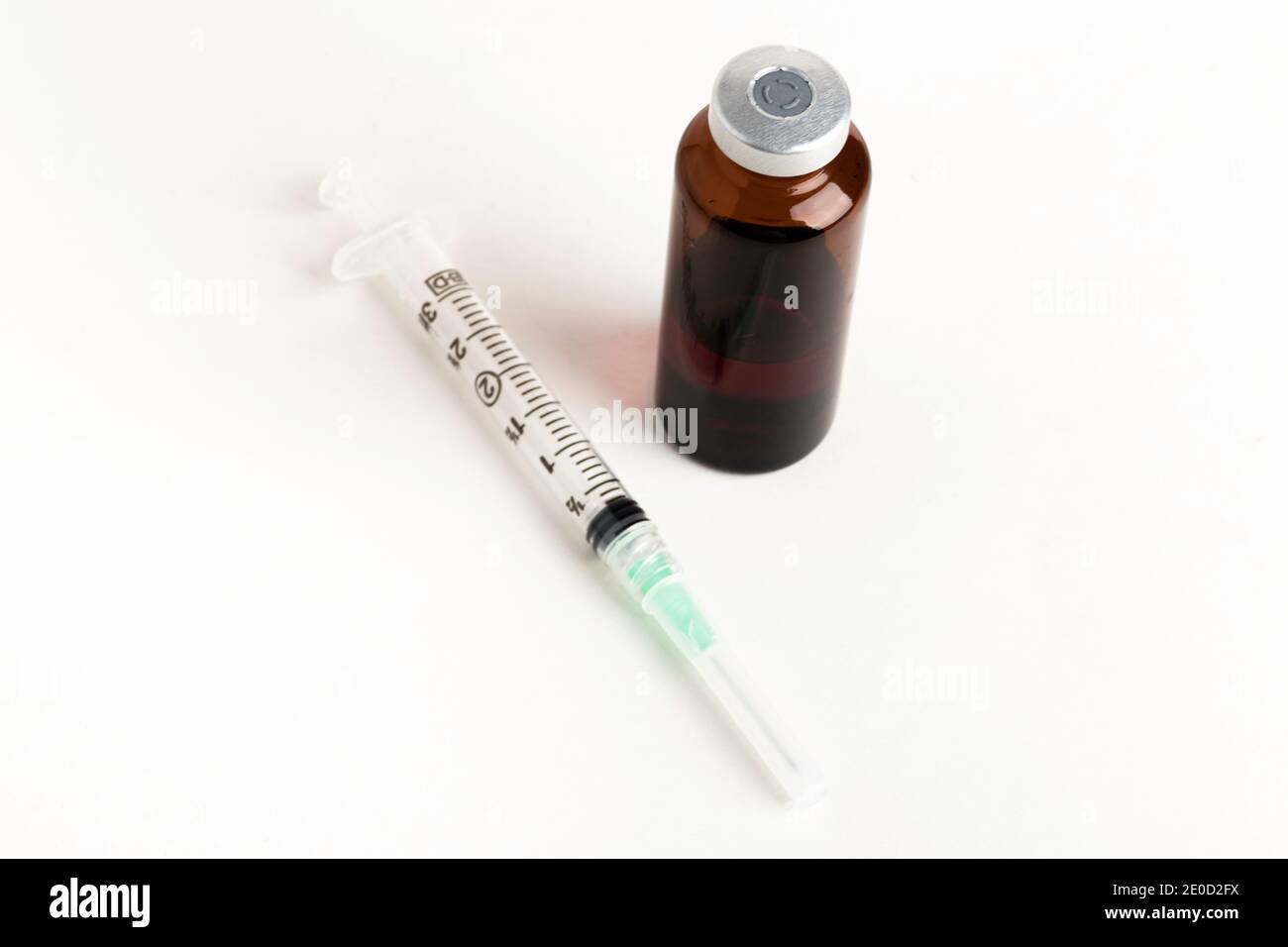 A close-up shot of a hygienic single-use plastic disposable medicine ...