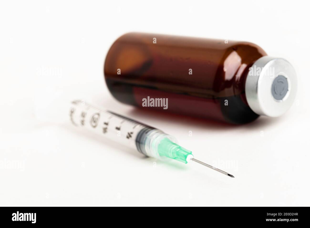 A close-up shot of a hygienic single-use plastic disposable medicine ...