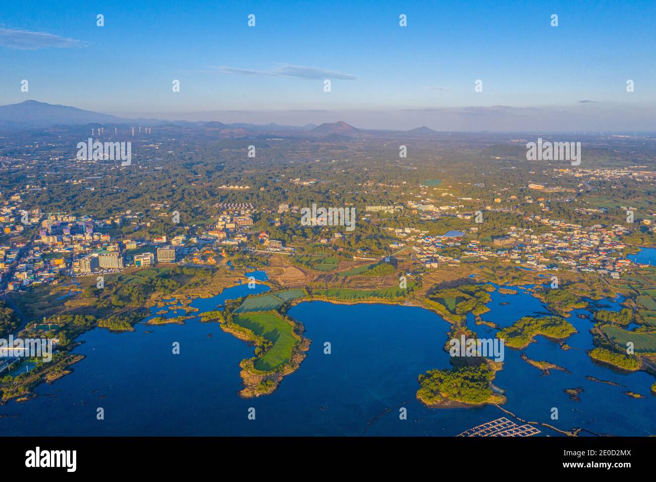 Aerial view of Seongsan village at Jeju island, Republic of Korea Stock ...