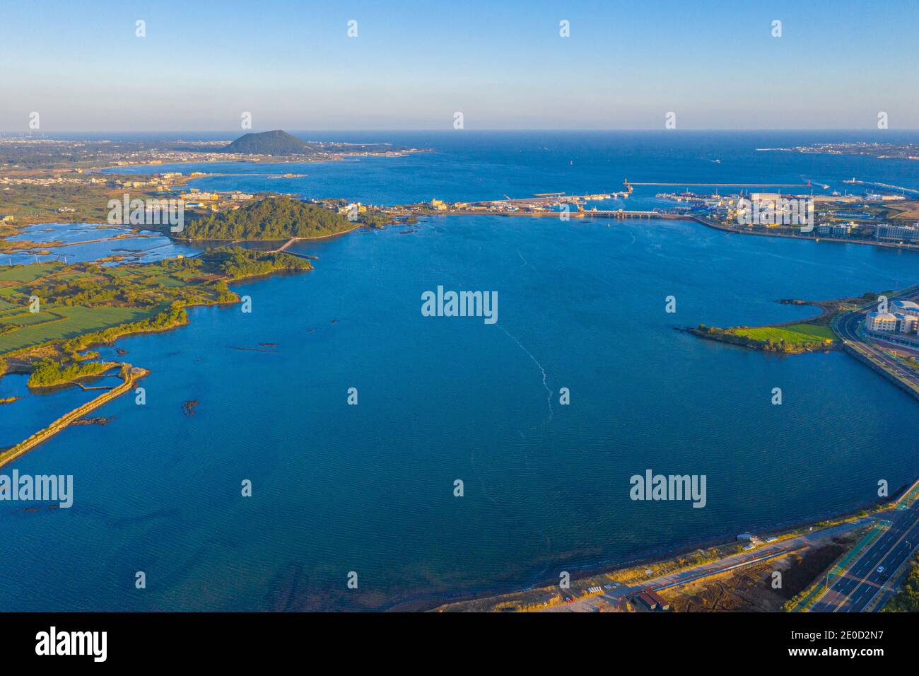 Aerial view of Seongsan village at Jeju island, Republic of Korea Stock ...