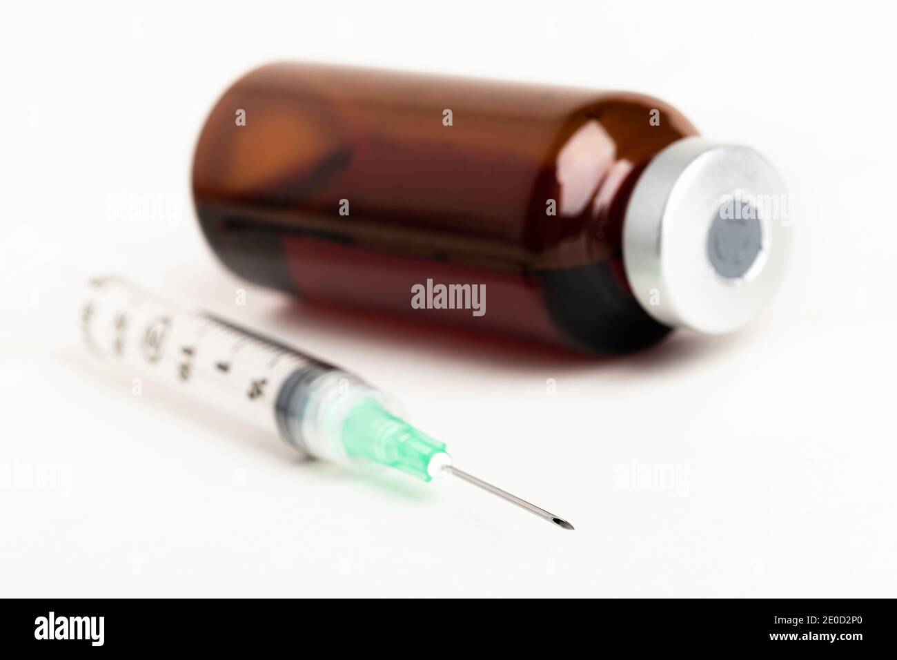 A close-up shot of a hygienic single-use plastic disposable medicine ...