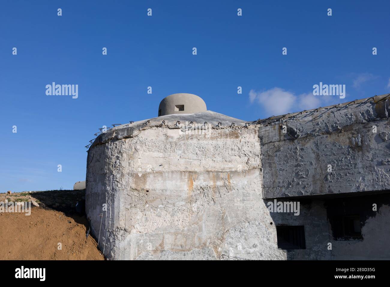 Detail of fortress and stronghold made of concrete. Defensive building ...