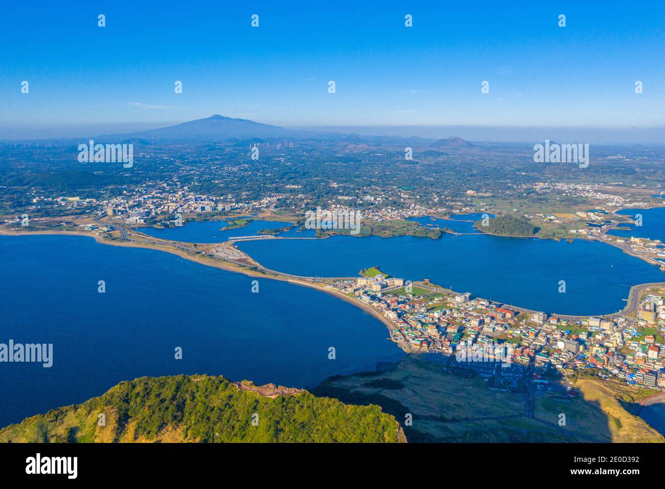 Aerial view of Seongsan village at Jeju island, Republic of Korea Stock ...