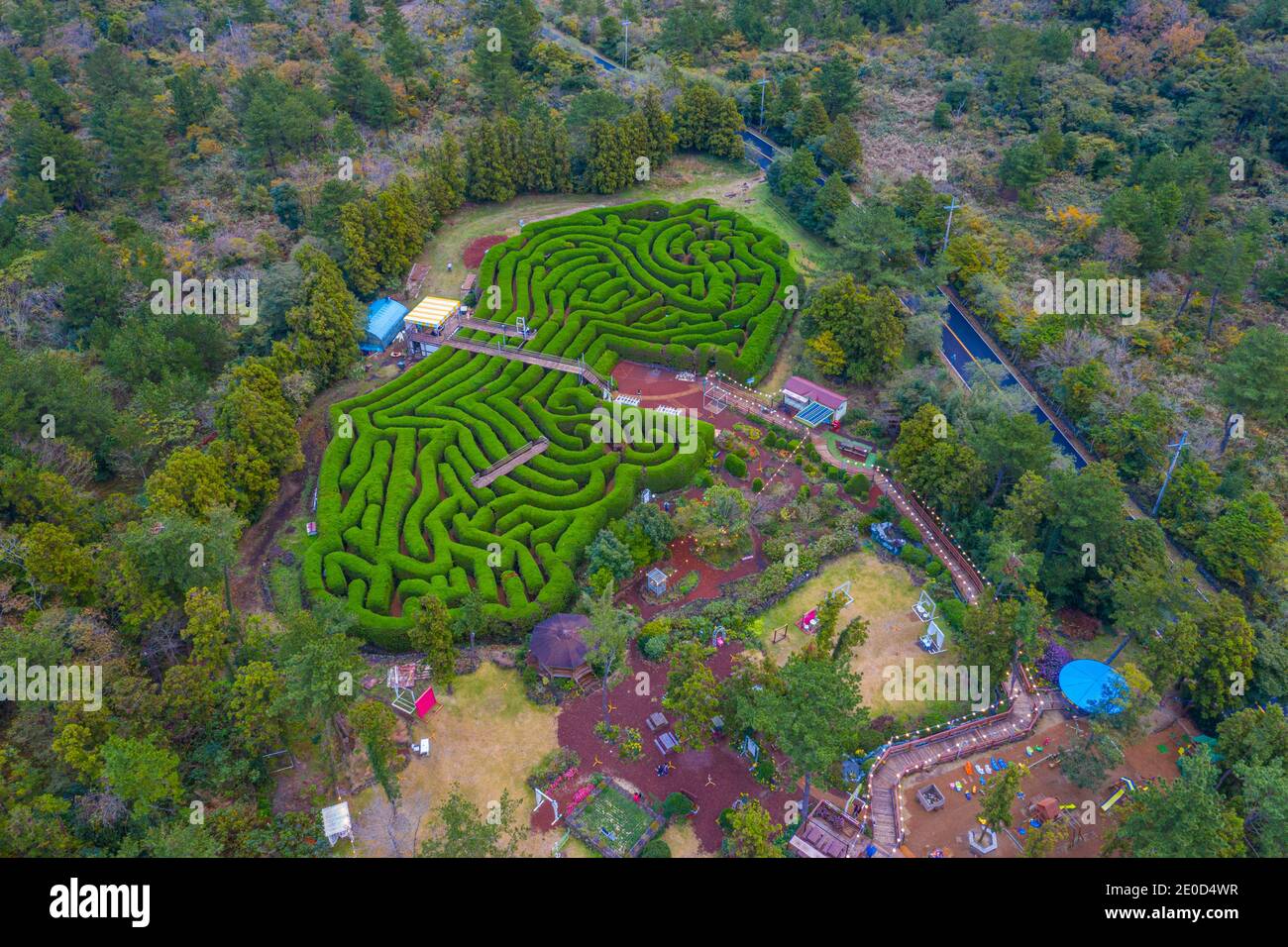 Aerial view of Jeju maze Park, republic of Korea Stock Photo - Alamy