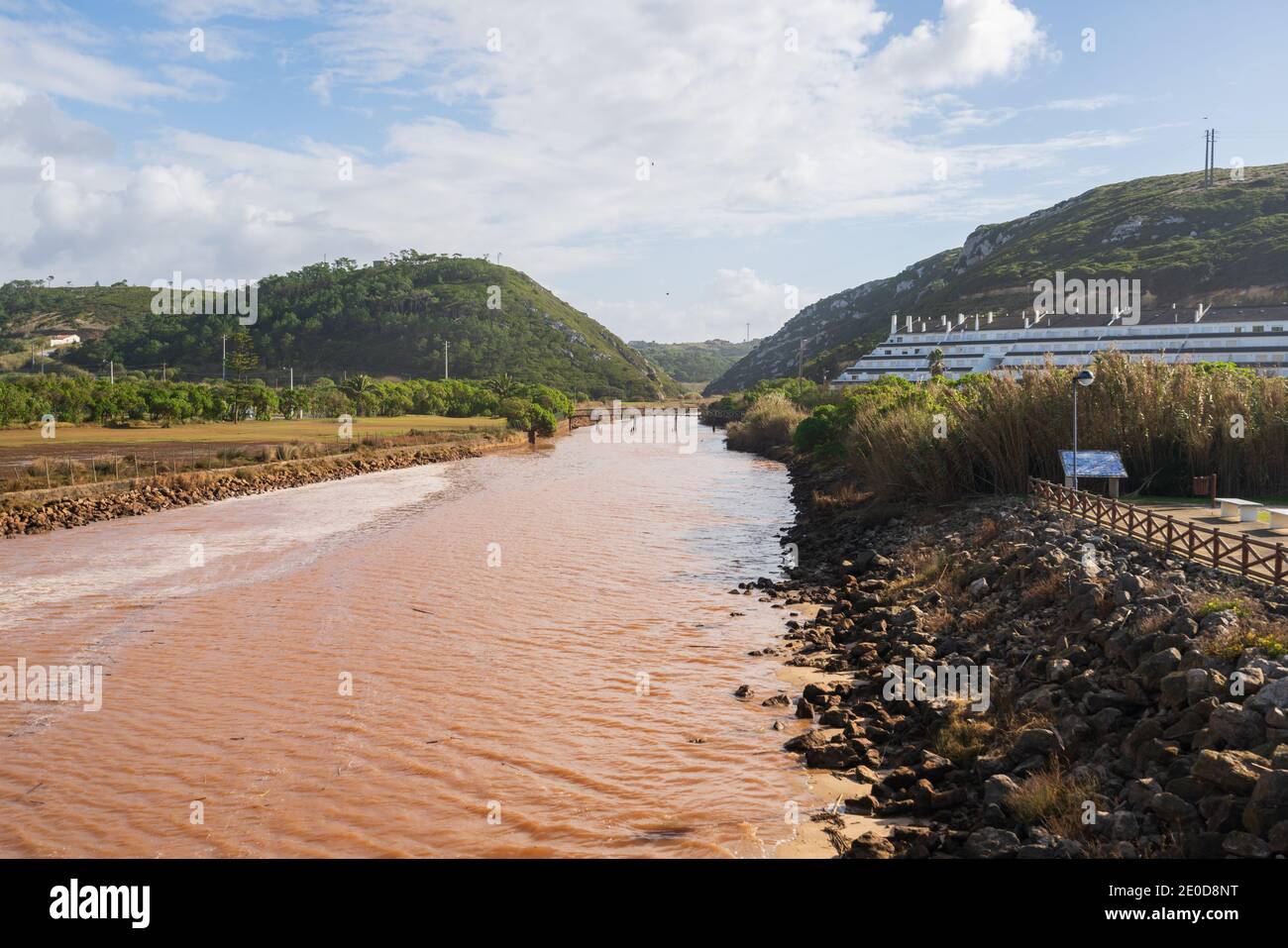 Maceira landscape with brown alcabrichel river and nature landscape ...