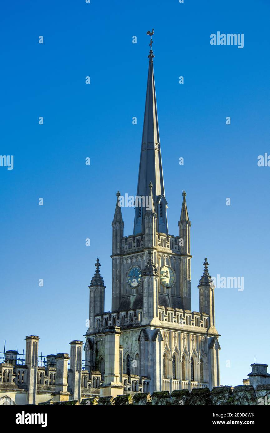 Clock tower and replica fibre glass spire Ashridge House Grade I ...