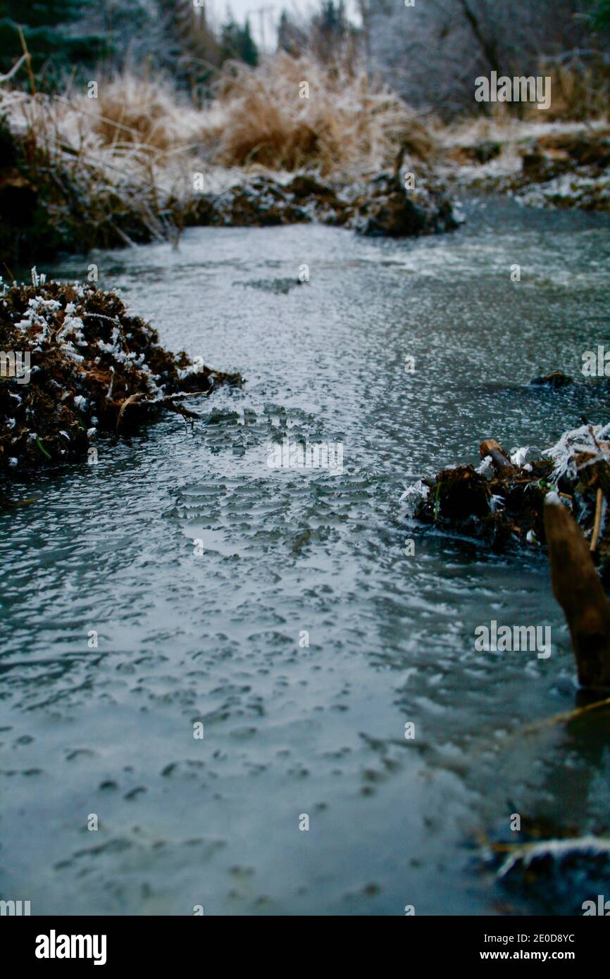 Stream ice formation Stock Photo - Alamy
