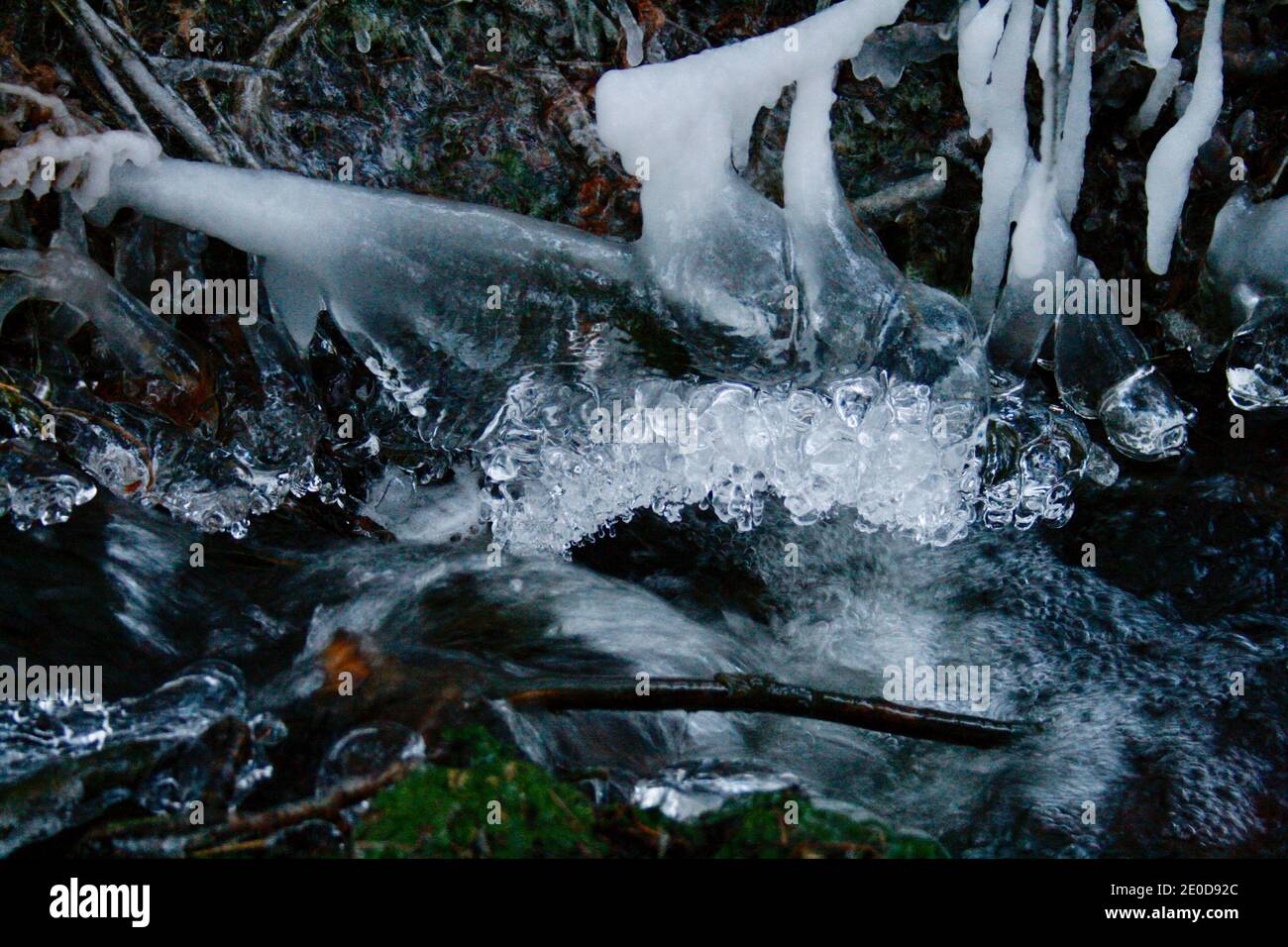 Stream ice formation Stock Photo - Alamy