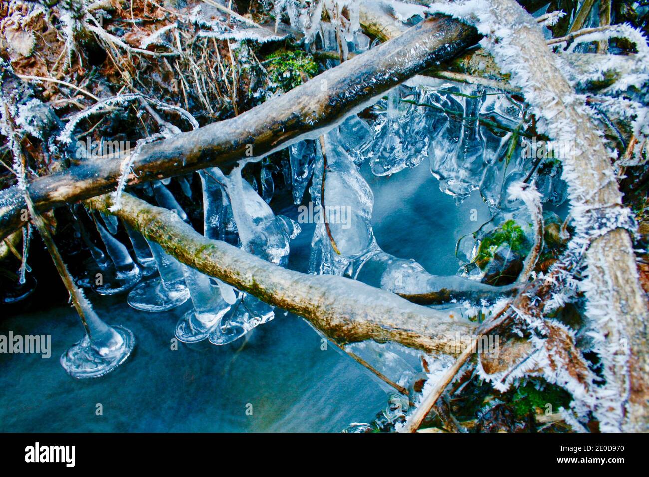 Stream ice formation Stock Photo - Alamy