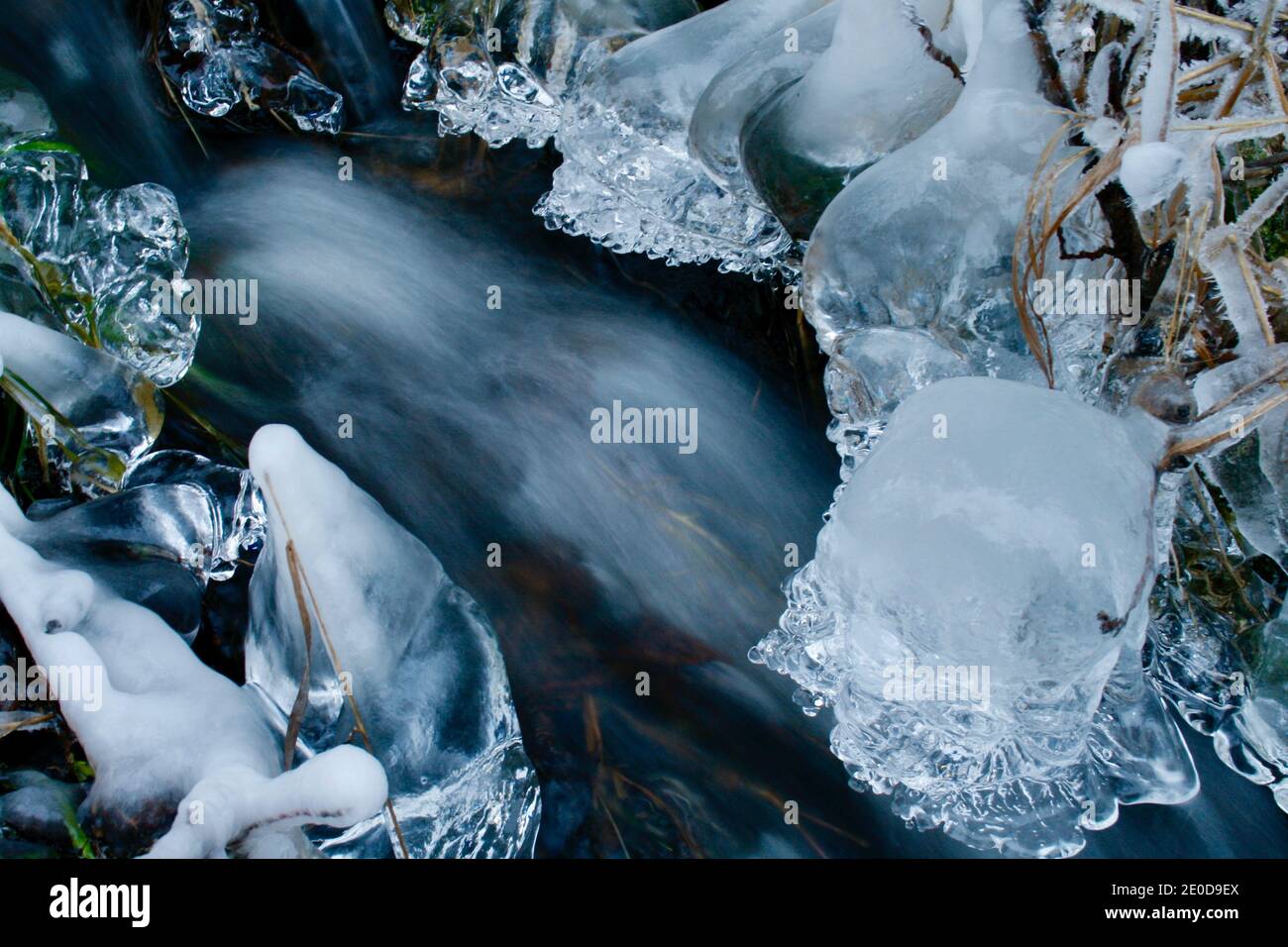 Stream ice formation Stock Photo - Alamy