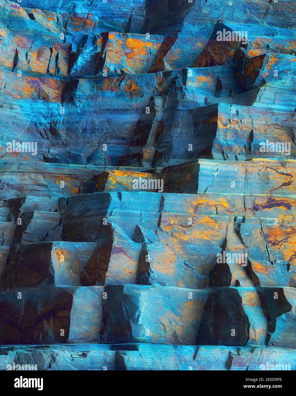 Texture patterns and colors on a cliff of a beach in Asturias Stock ...