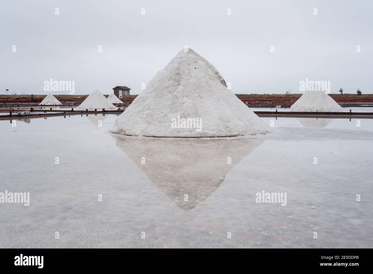 Jingzaijiao Tile paved Salt Fields with dry salt ready for harvesting ...