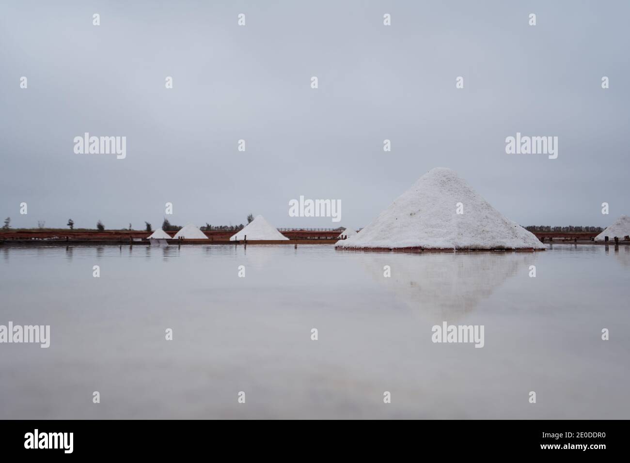 Jingzaijiao Tile paved Salt Fields with dry salt ready for harvesting ...