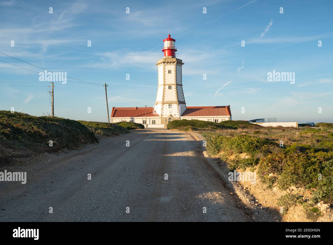 Landscape of Capo Espichel cape with the Lighthouse and road, in Portugal Stock Photo - Alamy